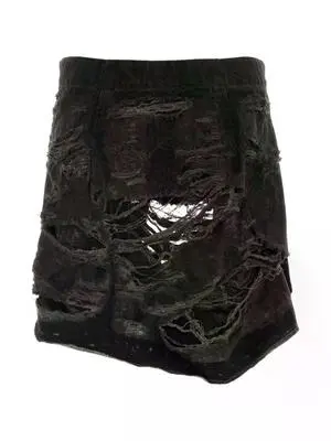 Rick Owens Distressed Asymmetric Mini Skirt - Brown