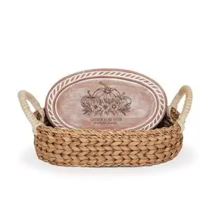 KORISSA Neutrals / Bread Warmer & Basket Pumpkin Oval - Brown