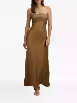 EVER NEW Amina Embellished Satin Maxi Dress - Brown