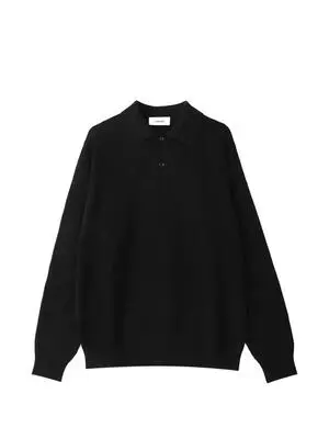 LARDINI Ribbed-knit Polo Sweater - Black