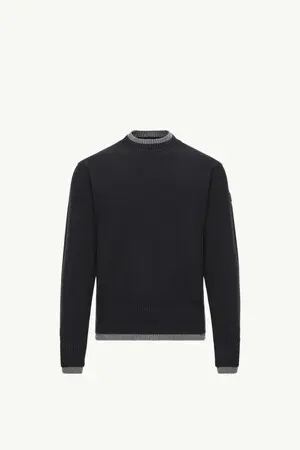 Moncler Leather Logo Wool & Cashmere Blend Sweater - Blue