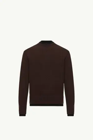 Moncler Leather Logo Wool & Cashmere Blend Sweater - Brown