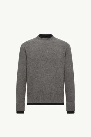 Moncler Leather Logo Wool & Cashmere Blend Sweater - Grey