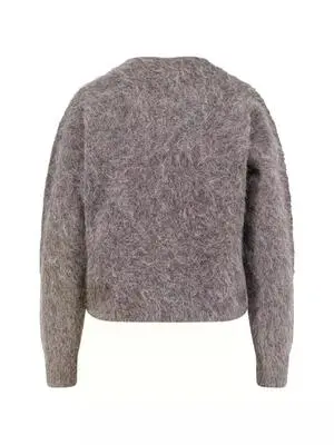 ALYSI V-neck Brushed-finish Cardigan - Brown