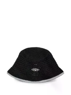 Casablanca Crochet Logo-plaque Bucket Hat - Black