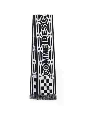 Comme Des Garçons Logo-intarsia Checkered Scarf - Black