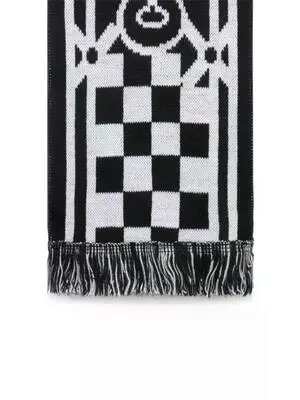 Comme Des Garçons Logo-intarsia Checkered Scarf