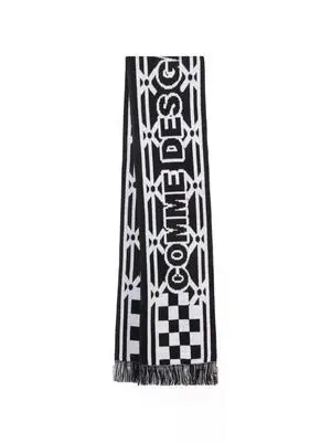 Comme Des Garçons Logo-intarsia Checkered Scarf - Black