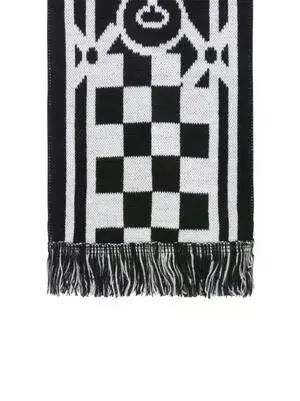Comme Des Garçons Logo-intarsia Checkered Scarf