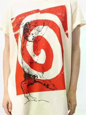 VIVIENNE WESTWOOD Swirl-print Asymmetric T-shirt - Yellow