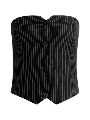Alice + Olivia Kelcey Pinstripe Strapless Top - Black