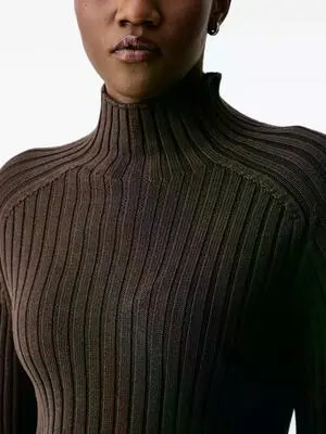 Marc O'polo Ribbed-knit High-neck Sweater - Brown