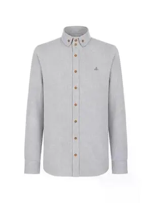 VIVIENNE WESTWOOD Orb-embroidered Button-down Shirt - Grey