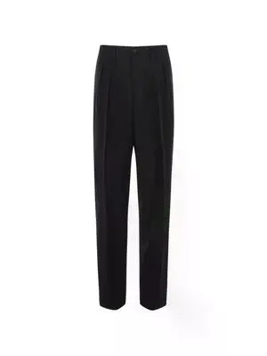 Yohji Yamamoto Pleat-detail Wool Trousers - Black