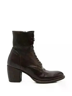 PAUL SILENCE Lace-up Leather Ankle Boots - Brown