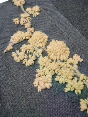 PSOPHIA Floral-embroidered Belted Cardigan