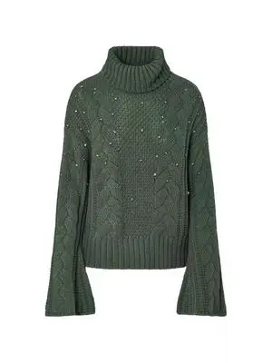 Liu Jo Rhinestone-embellished Cable-knit Sweater - Green