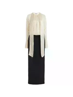 DARKPARK Monica Two-tone Pussy-bow Dress - Neutrals