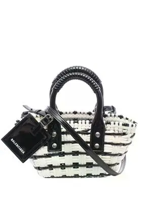 Balenciaga 2020-2026 Faux Leather Bistro Basket Bag Xxs Satchel - White