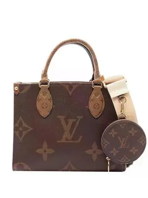 LOUIS VUITTON 2021-2026 Monogram Reverse Giant Onthego Pm Satchel - Brown