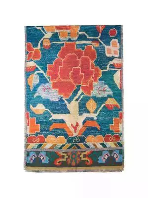 PIERRE-LOUIS MASCIA Floral-print Fringed Scarf - Blue