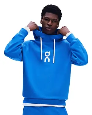 On Club Cott Blend Logo Drawstring Hoodie - Jay