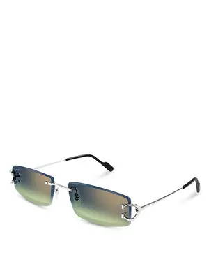 Cartier Rectangular Sunglasses, 56mm - Silver