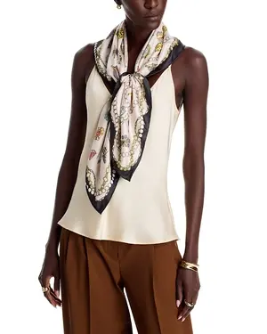 Echo Bejeweled Series Square Silk Scarf - Cream