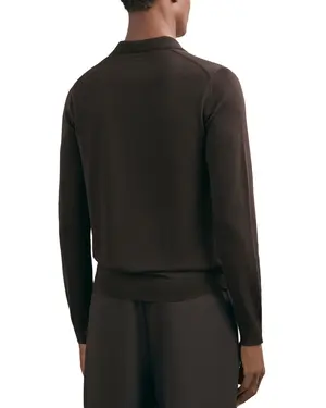 REISS Milburn Merino Wool Long Sleeve Polo Shirt