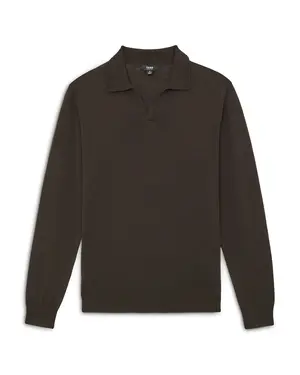 REISS Milburn Merino Wool Long Sleeve Polo Shirt