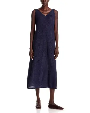 Eileen Fisher Plisse V Neck Dress