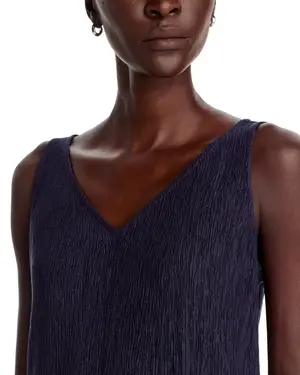 Eileen Fisher Plisse V Neck Dress