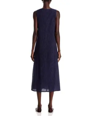 Eileen Fisher Plisse V Neck Dress