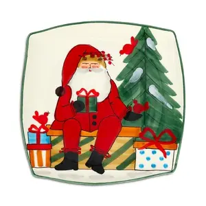 VIETRI Old St. Nick 2026 Limited Edition Square Platter - Red