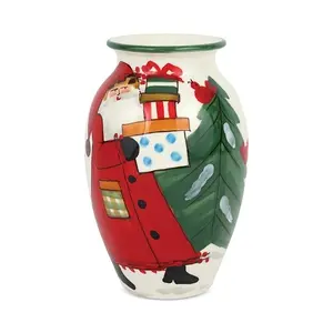 VIETRI Old St. Nick Vase - Red