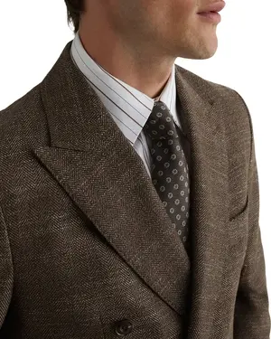 REISS Vallance Double Breasted Herringbone Blazer