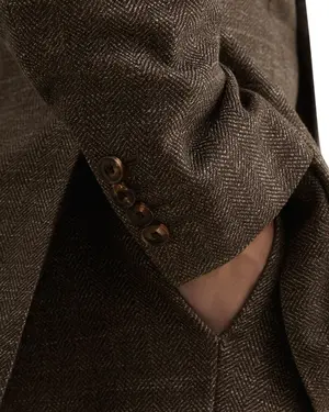REISS Vallance Double Breasted Herringbone Blazer