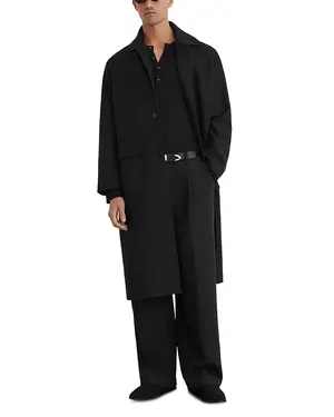 REISS Clyde Wool Blend Zip Through Twill Overcoat