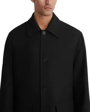 REISS Clyde Wool Blend Zip Through Twill Overcoat