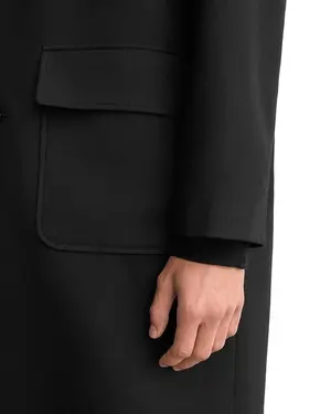 REISS Clyde Wool Blend Zip Through Twill Overcoat