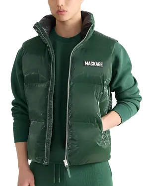 Mackage Kane-glo High Gloss Down Logo Puffer Vest - Evergreen