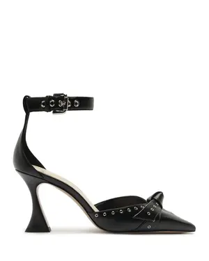 ALEXANDRE BIRMAN Clarita 85 Leather Eyelet Ankle Strap Pumps