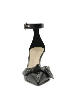 ALEXANDRE BIRMAN Clarita 85 Leather Eyelet Ankle Strap Pumps