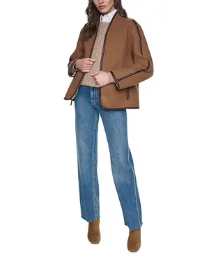 Cole Haan Collarless Faux Shearling Jacket