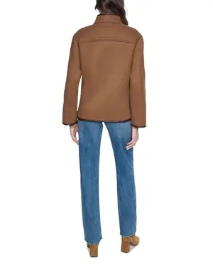 Cole Haan Collarless Faux Shearling Jacket