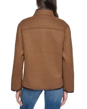 Cole Haan Collarless Faux Shearling Jacket