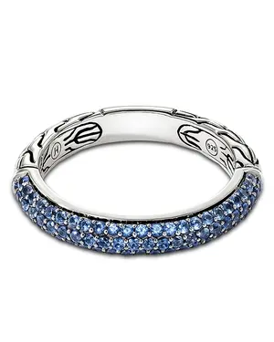 John Hardy Sterling Jh Essentials Blue Sapphire Pave Band