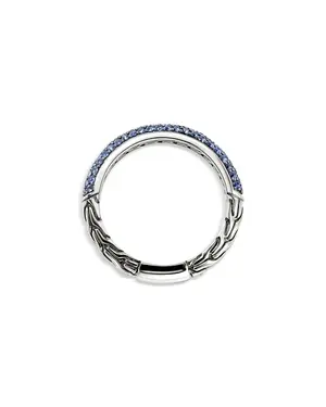 John Hardy Sterling Jh Essentials Blue Sapphire Pave Band