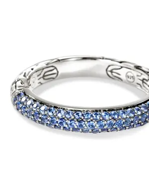 John Hardy Sterling Jh Essentials Blue Sapphire Pave Band