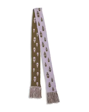 Alexander McQueen Skull Cotton Fringe Scarf - Date